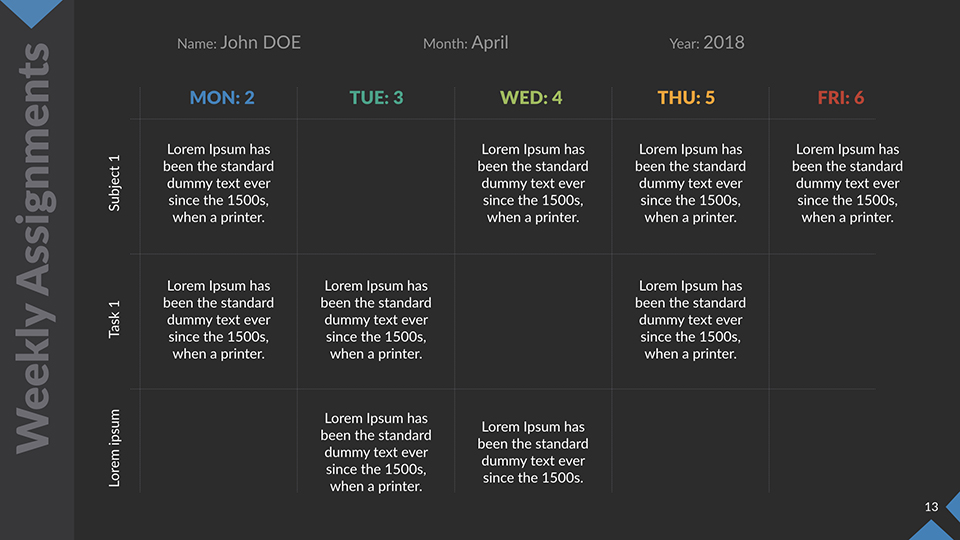 Week and Day Planning Keynote Presentation Template, Presentation Templates