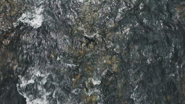 Fast Moving Flood, Shot From the Top View. Top View of Turbulent Stream ...