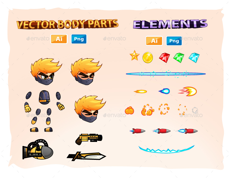 Ninja 2D Game Character Sprites, Game Assets | GraphicRiver