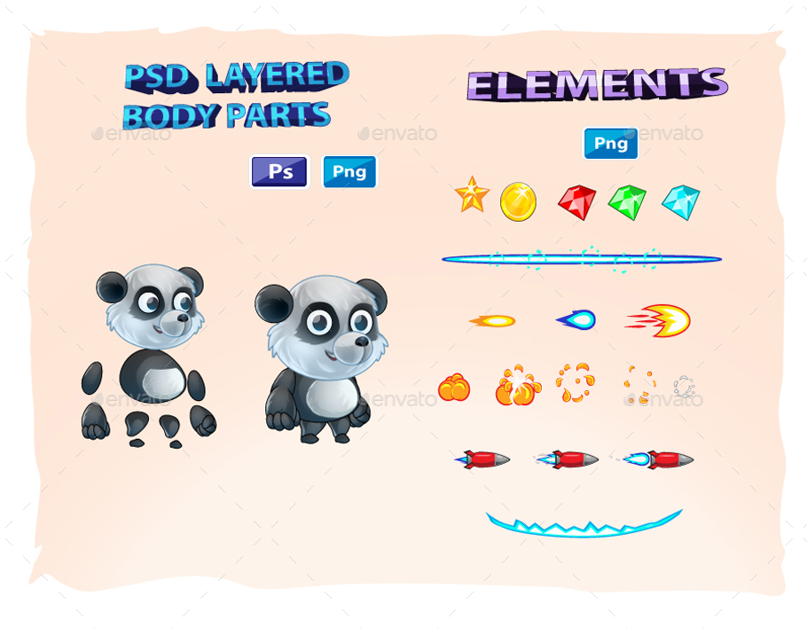Panda 2D Game Character Sprites Sheets, Game Assets | GraphicRiver