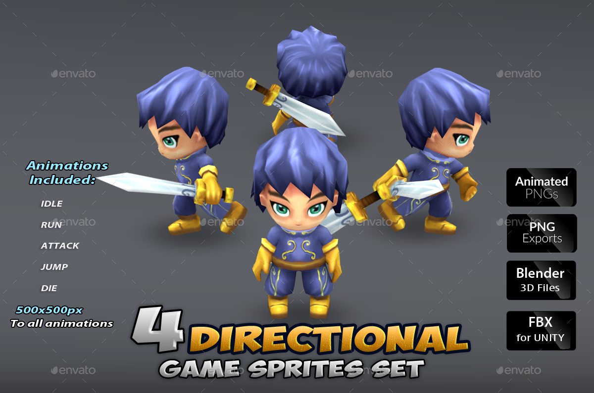 4- Directional Game Sprites Set, Game Assets | GraphicRiver