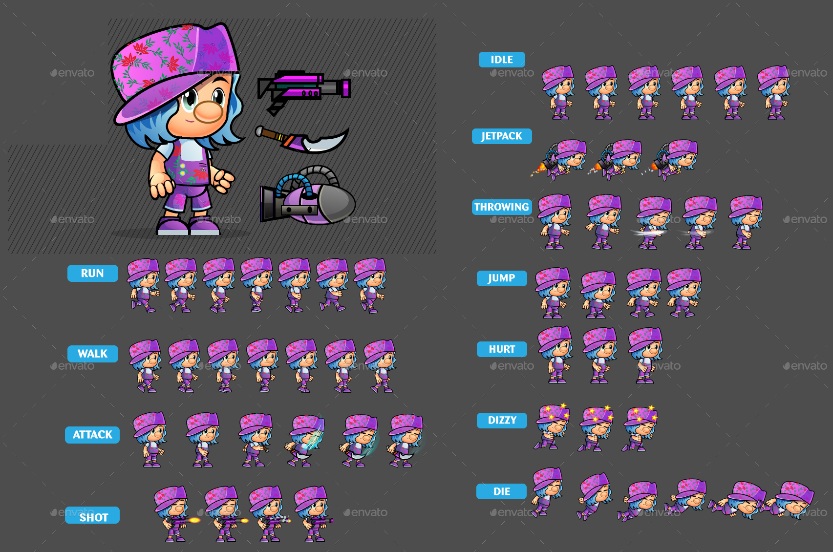 2D Game Character Sprites 302, Game Assets | GraphicRiver