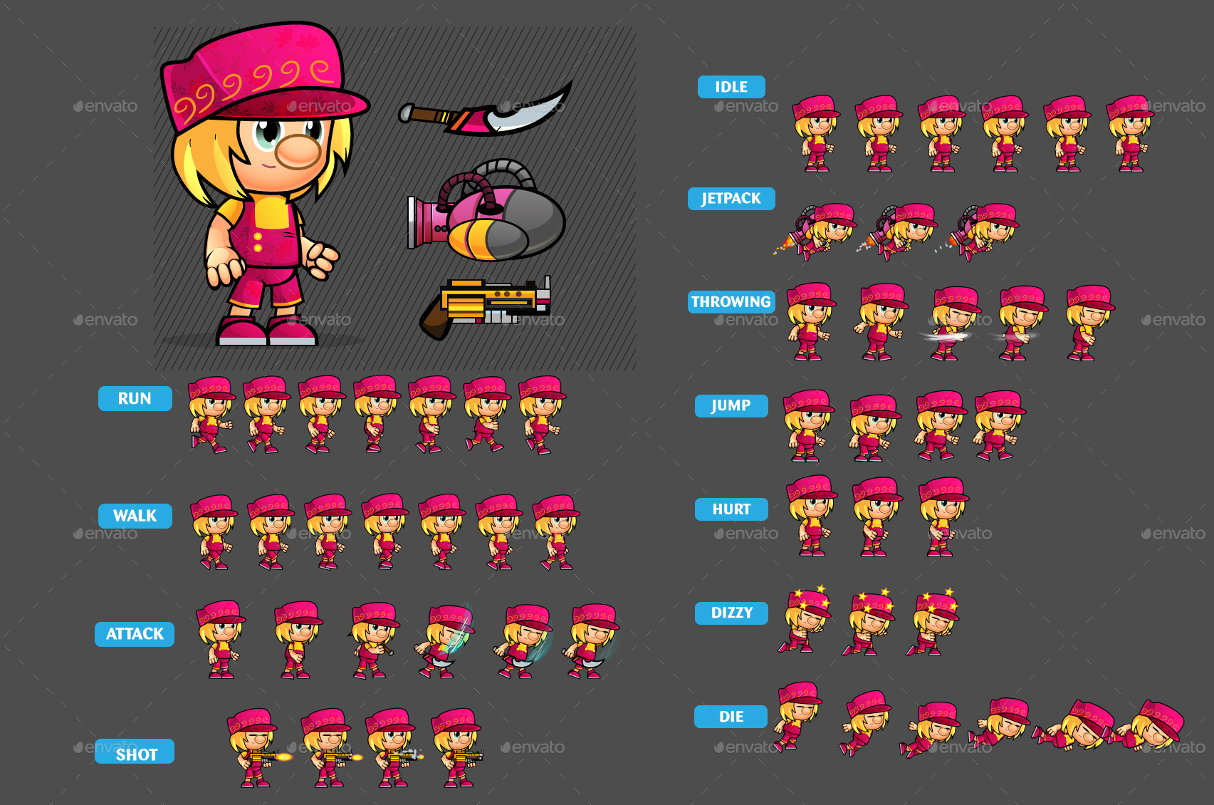 2D Game Character Sprites 301, Game Assets | GraphicRiver