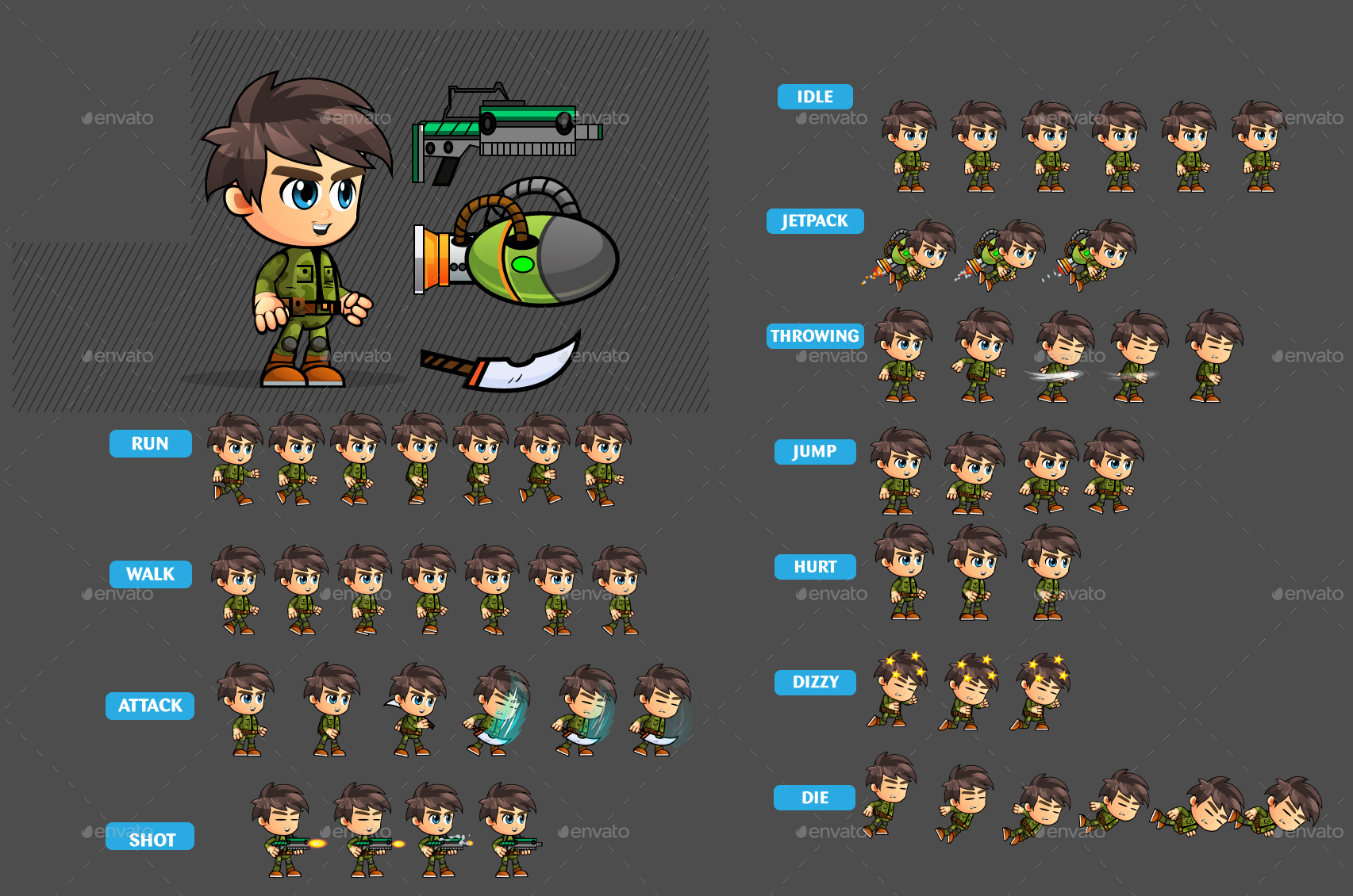 2D Game Character Sprites 295, Game Assets | GraphicRiver