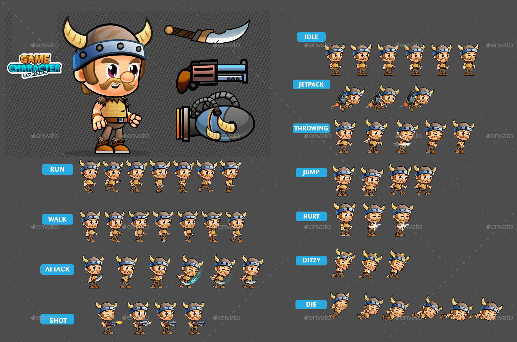 Viking 2D Game Character Sprites 273, Game Assets | GraphicRiver