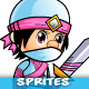 White Girl Ninja 2D Game Character Sprites 272, Game Assets | GraphicRiver
