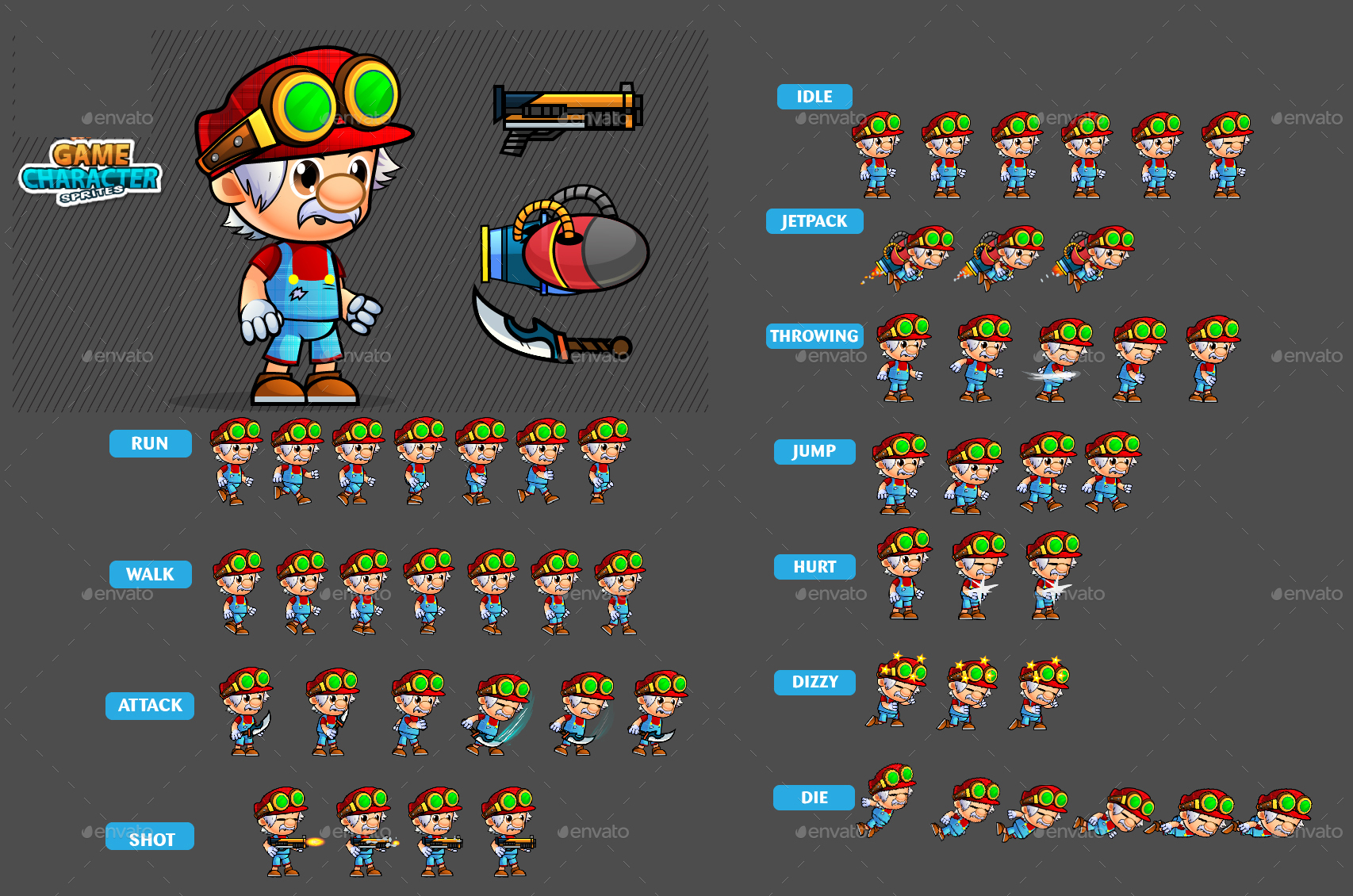 2D Game Character Sprites 267, Game Assets | GraphicRiver