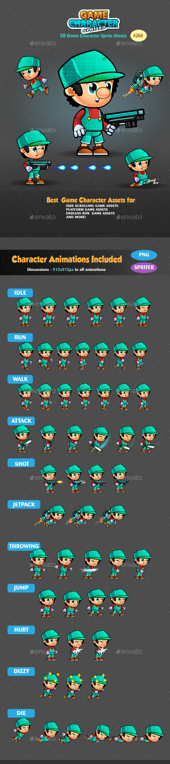 2D Game Character Sprites 266, Game Assets | GraphicRiver