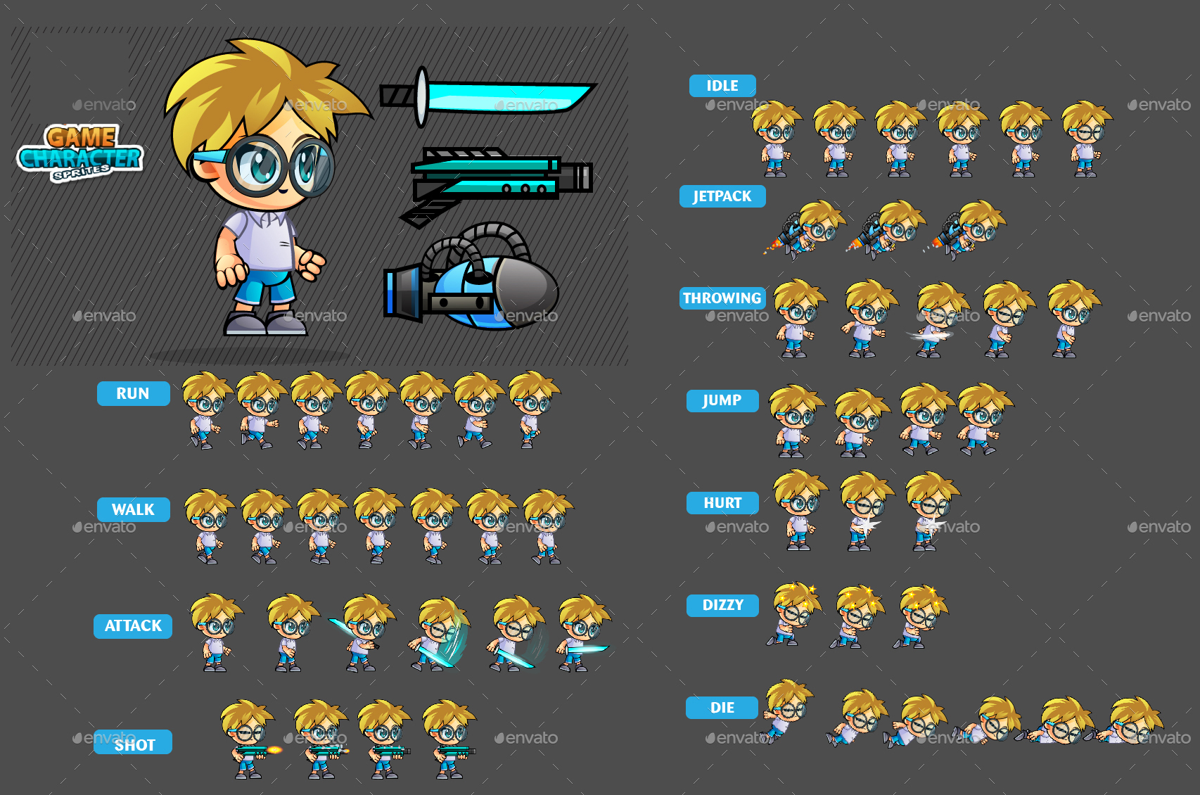 2D Game Character Sprites 264, Game Assets | GraphicRiver