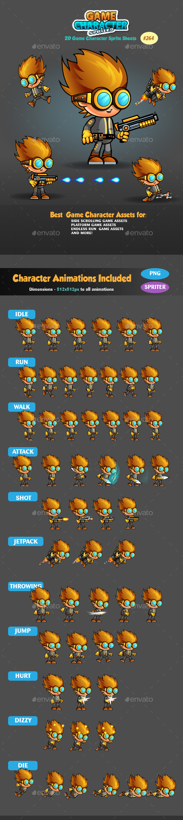 2D Game Character Sprites 263, Game Assets | GraphicRiver