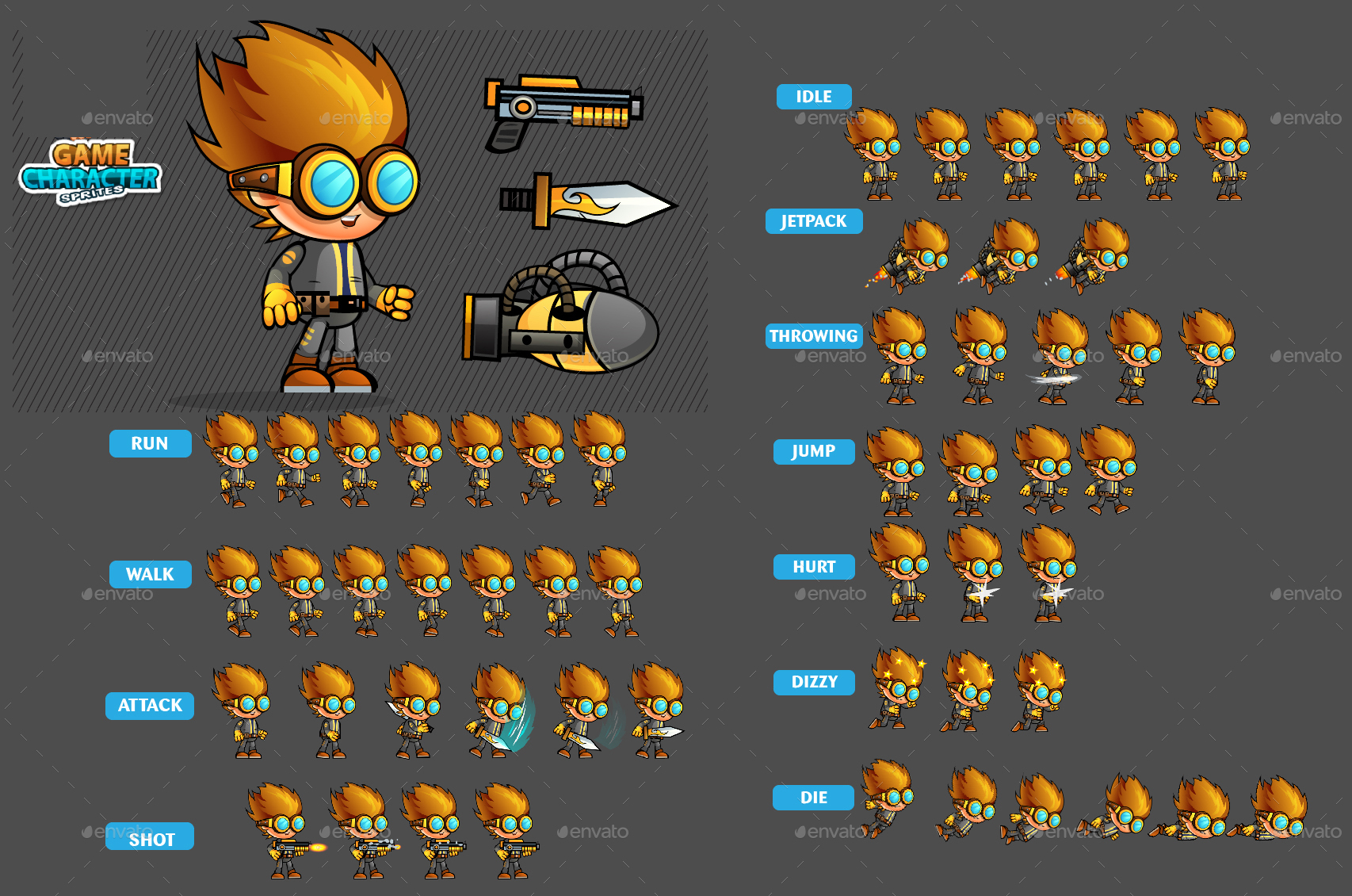 2D Game Character Sprites 263, Game Assets | GraphicRiver