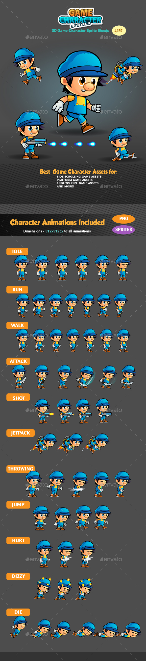 2D Game Character Sprites 261, Game Assets | GraphicRiver