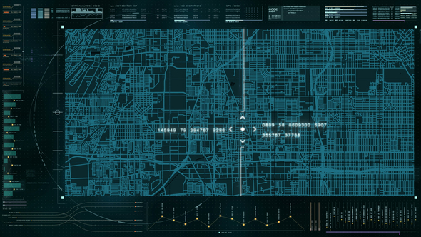 Hi Tech User Interface Head Up Display Digital Map, Motion Graphics