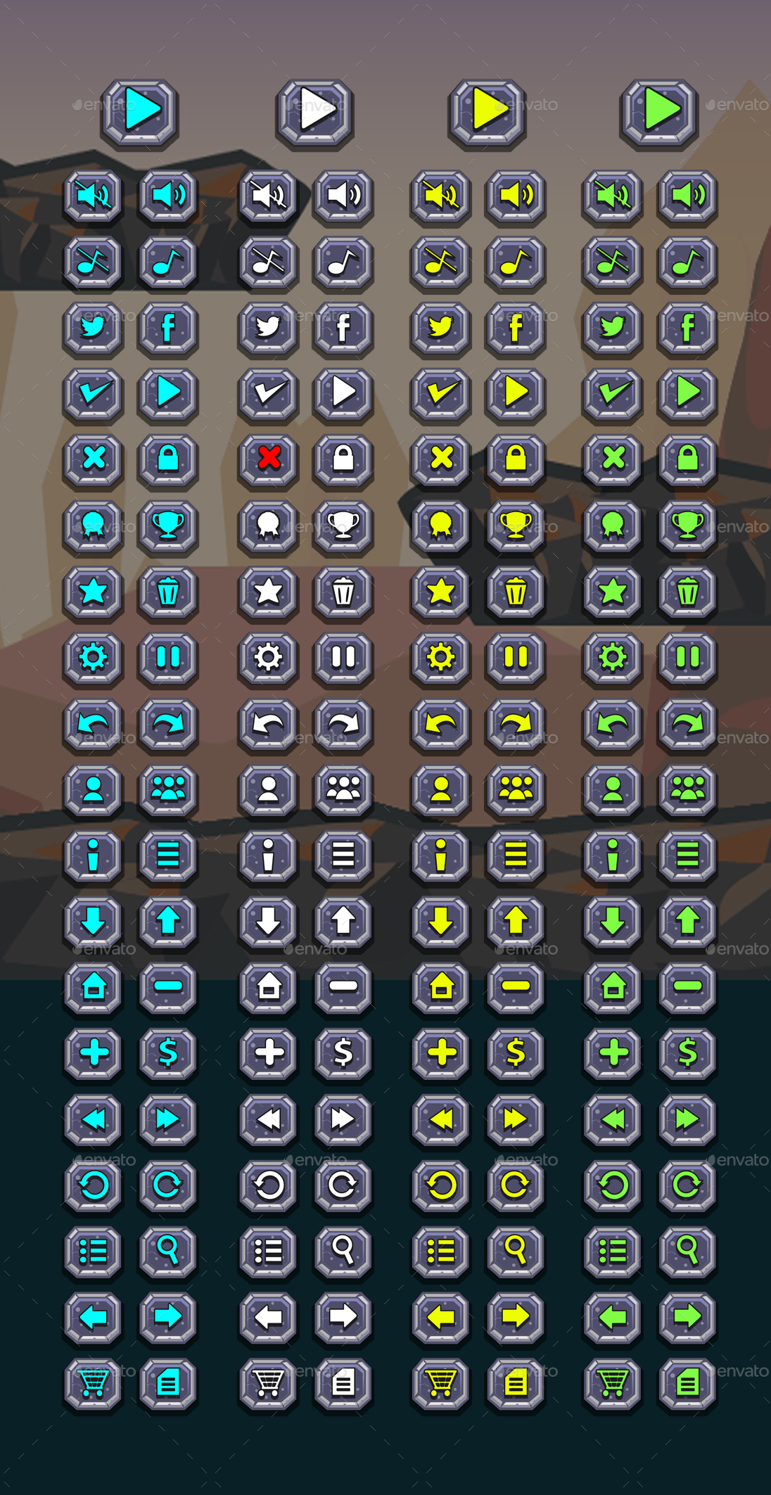 Stone Cartoon Game Ui Pack 13, Game Assets | GraphicRiver