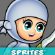 White Girl Ninja 2D Game Character Sprites 239, Game Assets | GraphicRiver