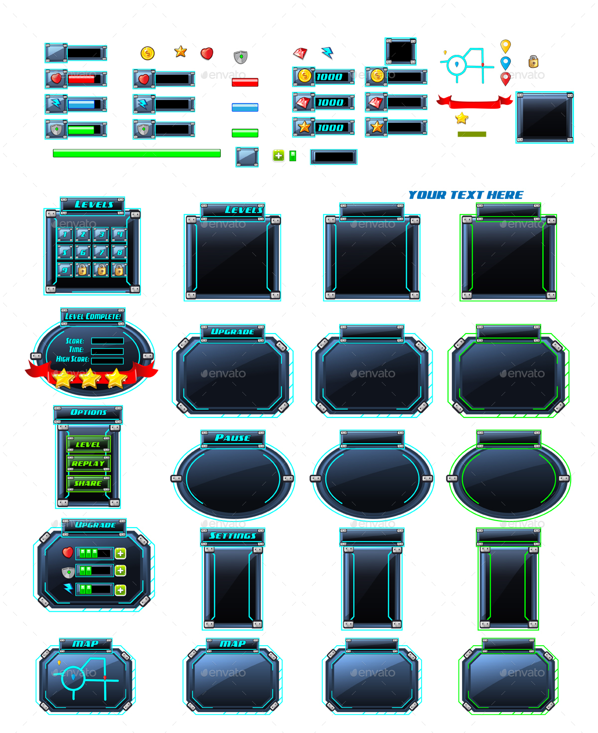 Space Game UI Pack 08, Game Assets | GraphicRiver