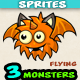 Flying Monster Enemies Game Character Sprites 170, Game Assets ...