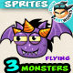 Flying Monster Enemies Game Character Sprites 169, Game Assets ...