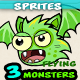 Flying Monster Enemies Game Character Sprites 168, Game Assets ...