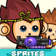 Cute Monkeys 2D Game Character Sprites 150, Game Assets | GraphicRiver