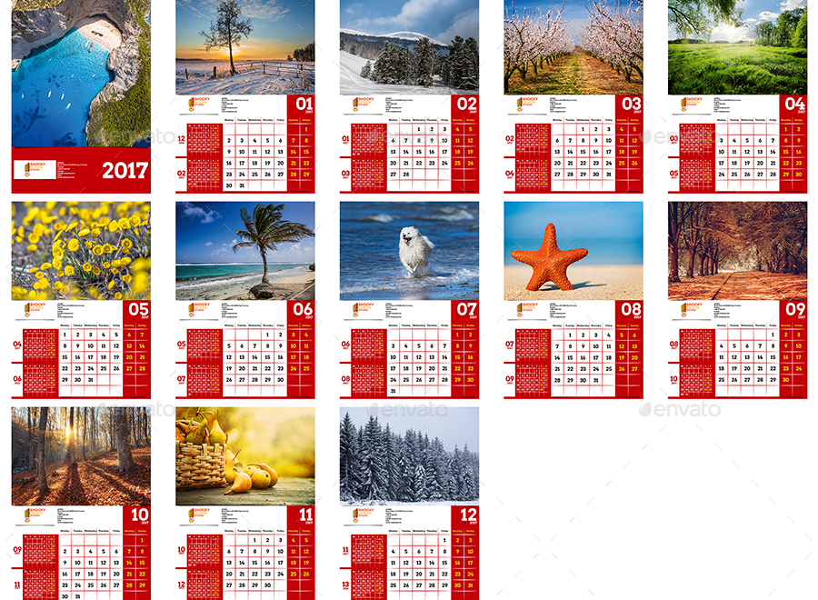 2017 Wall Calendar, Print Templates | GraphicRiver