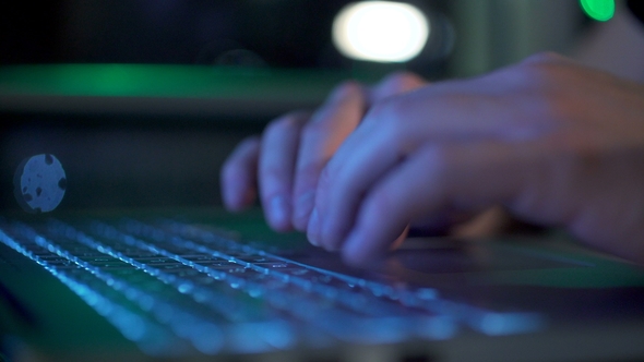 Hands of a Man Working By Computer Late Night, Stock Footage | VideoHive