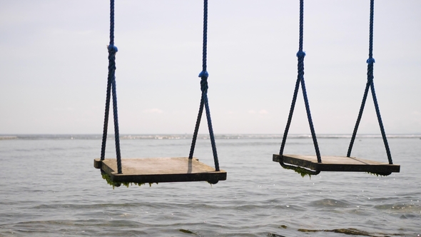 Exotic Tropical Paradise Swings Over Sea Water, Stock Footage | VideoHive