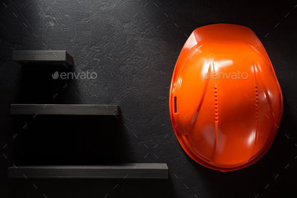 construction helmet on black Stock Photo by seregam | PhotoDune