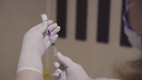 Syringe, Medical Injection in Hand. Medicine Plastic Vaccination ...