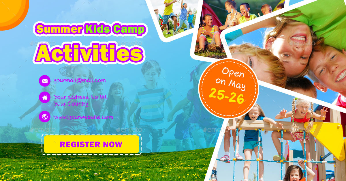 Summer Kids Camp Facebook Ad Banners - AR, Web Elements | GraphicRiver