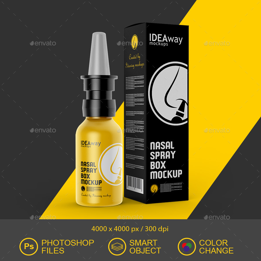 Nasal Spray Box Packaging Mockup, Graphics | GraphicRiver