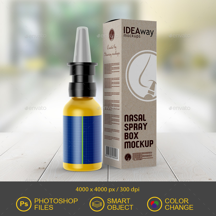 Nasal Spray Box Packaging Mockup, Graphics | GraphicRiver