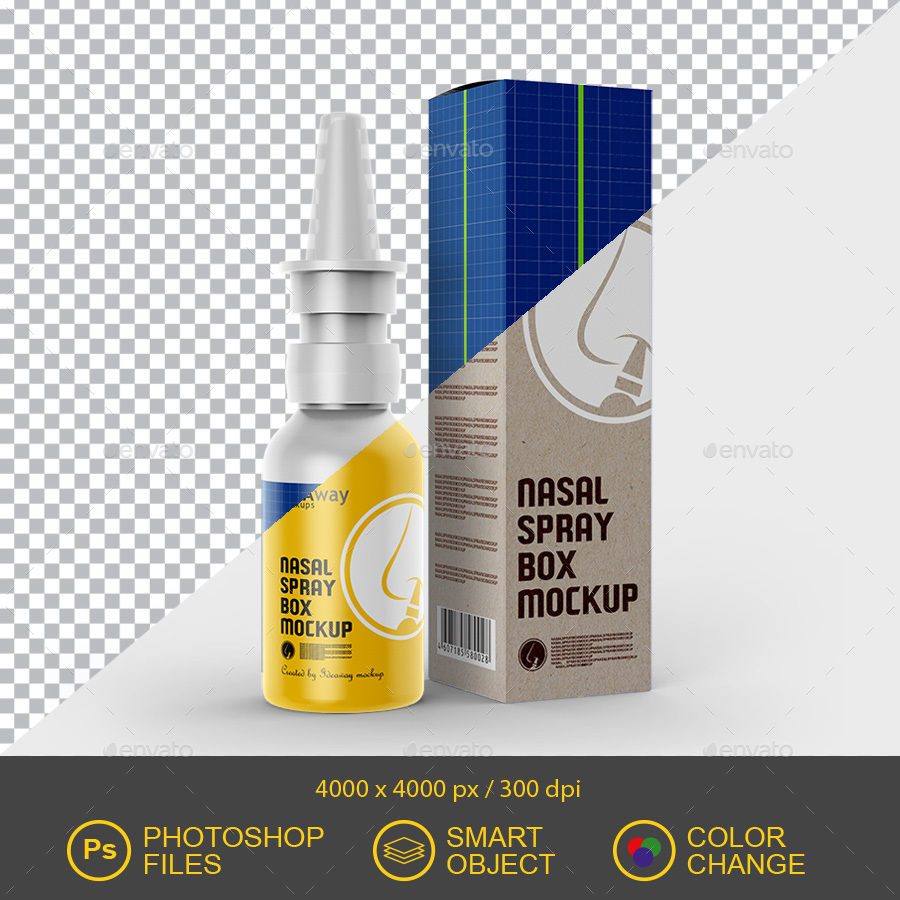 Nasal Spray Box Packaging Mockup, Graphics | GraphicRiver