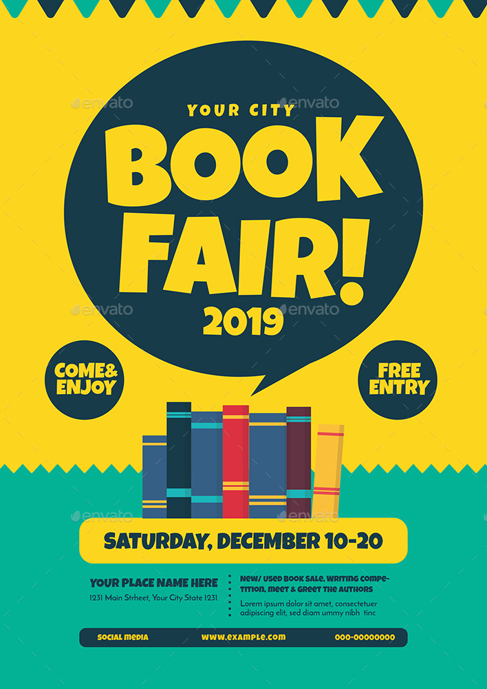 Book Fair event flyer, Print Templates | GraphicRiver