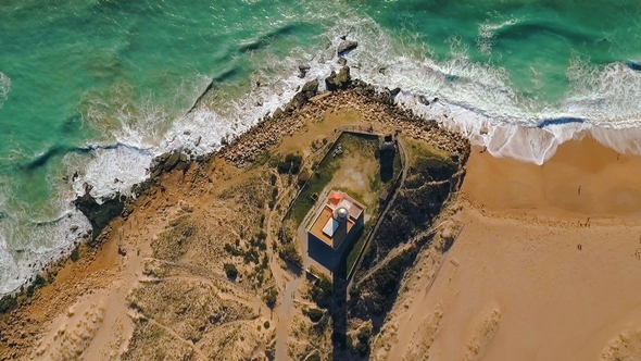 Aerial View of Lighthouse on the Coast during Sunset - Part 4, Stock ...