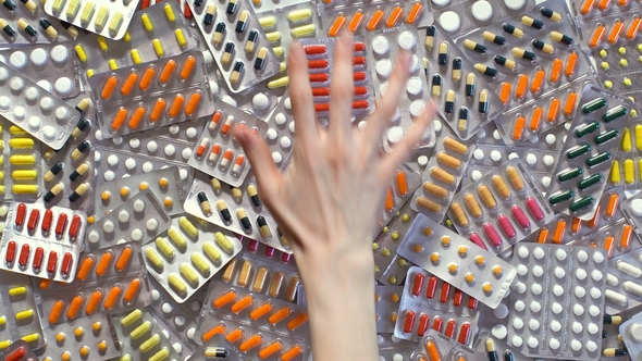 Many Pills and Tablet. A Lot of Medicinal Drugs. Medication Capsule ...