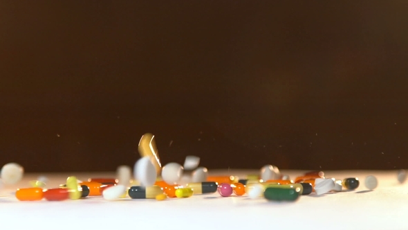 Pills Fall Background. Medical Drug Slow Motion., Stock Footage | VideoHive