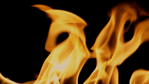 Slow Movement of Clean Fire, Igniting and Burning. On a Black ...