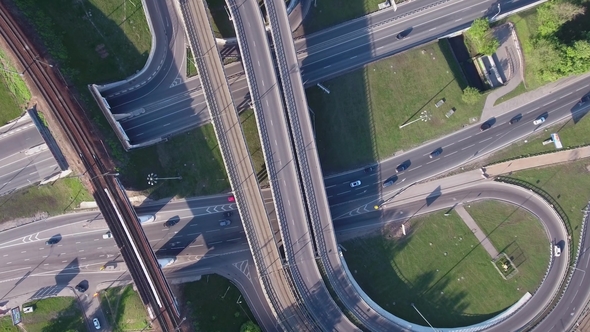 Aerial View of a Freeway Intersection, Stock Footage | VideoHive