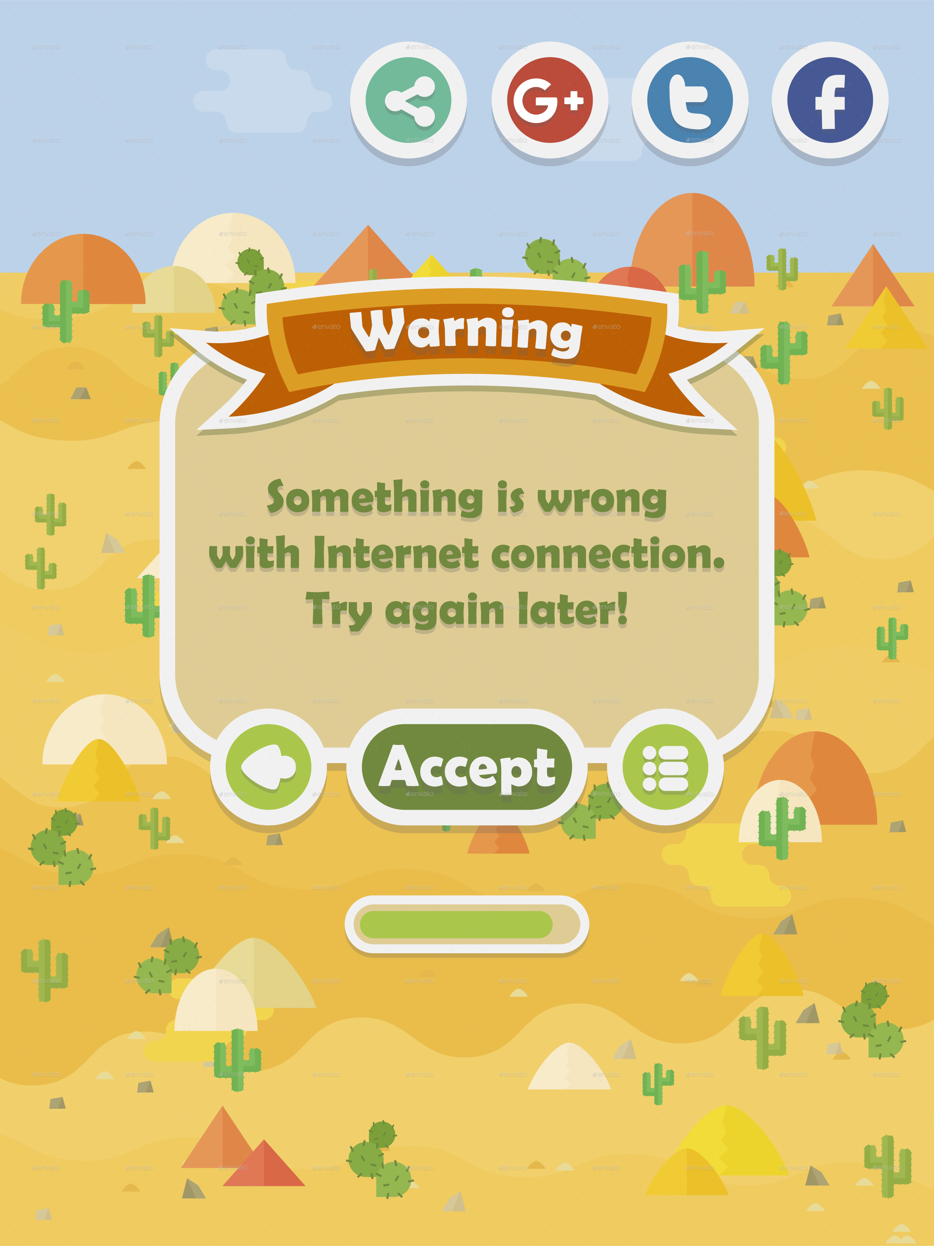 Flat Desert Game User Interface Set, Game Assets | GraphicRiver