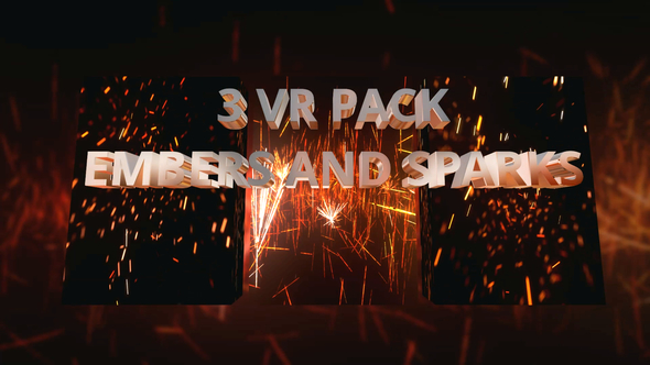 VR-360° Burning Embers and Sparks Overlays 3 PACK, Motion Graphics