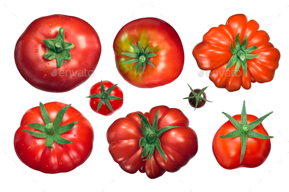 Tomatoes calyx up, top view, paths Stock Photo by maxsol7 | PhotoDune