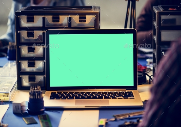 Computer laptop showing blank empty screen Stock Photo by Rawpixel