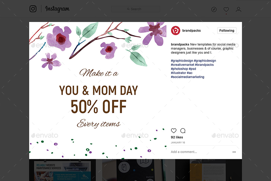 Mother's Day Social Media Templates, Web Elements | GraphicRiver