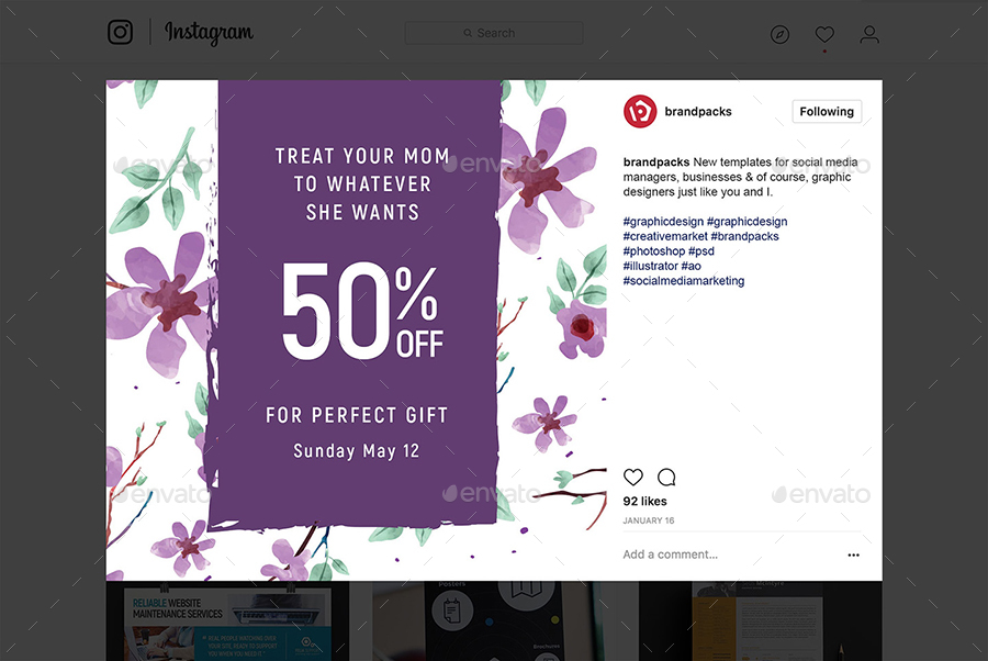 Mother's Day Social Media Templates, Web Elements | GraphicRiver
