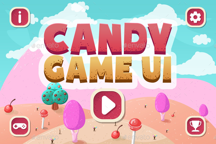 Candy Game Interface, Game Assets | GraphicRiver