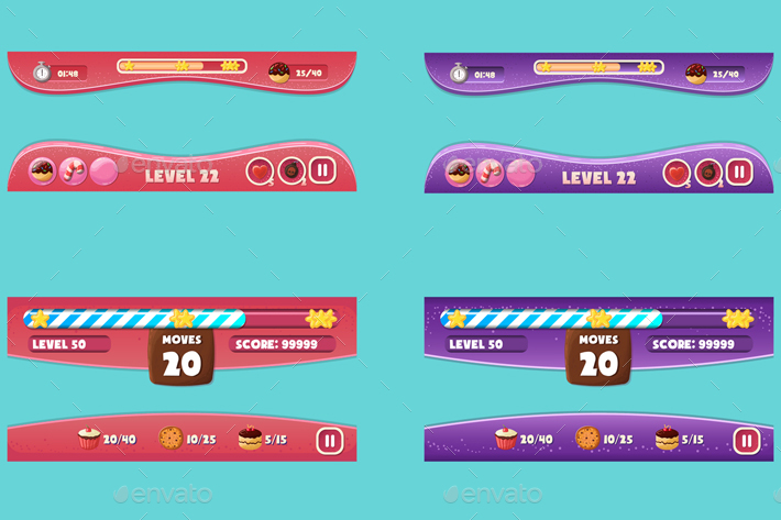 Candy Game Interface, Game Assets | GraphicRiver