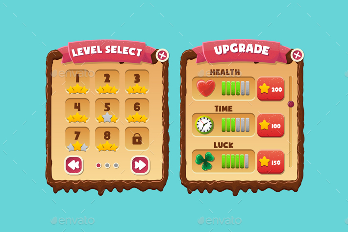 Candy Game Interface, Game Assets | GraphicRiver