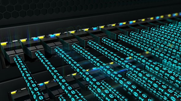Binary Data Transferring To Network Switch , Motion Graphics | VideoHive