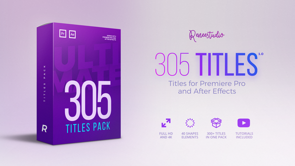 305 Titles Ultimate Pack for Premiere Pro & After Effects, Premiere Pro ...